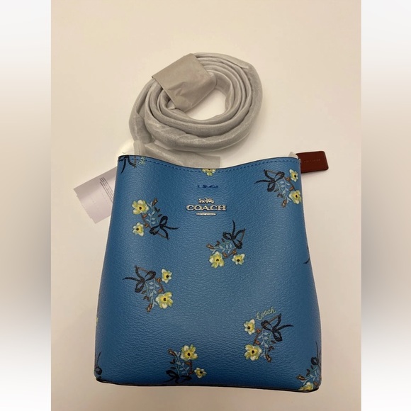 Coach | Bags | Coach Mini Floral Bucket Bag Blue New With Tags ...